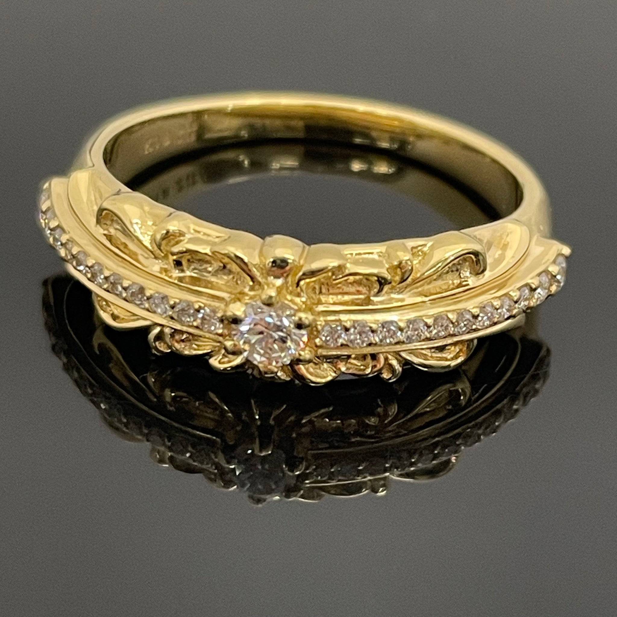 ゆきざき _REGALIA _イエローゴールド _ダイヤモンド リング_K18YG/D0.12ct FD0.18ct/＃20号_ 中古品
